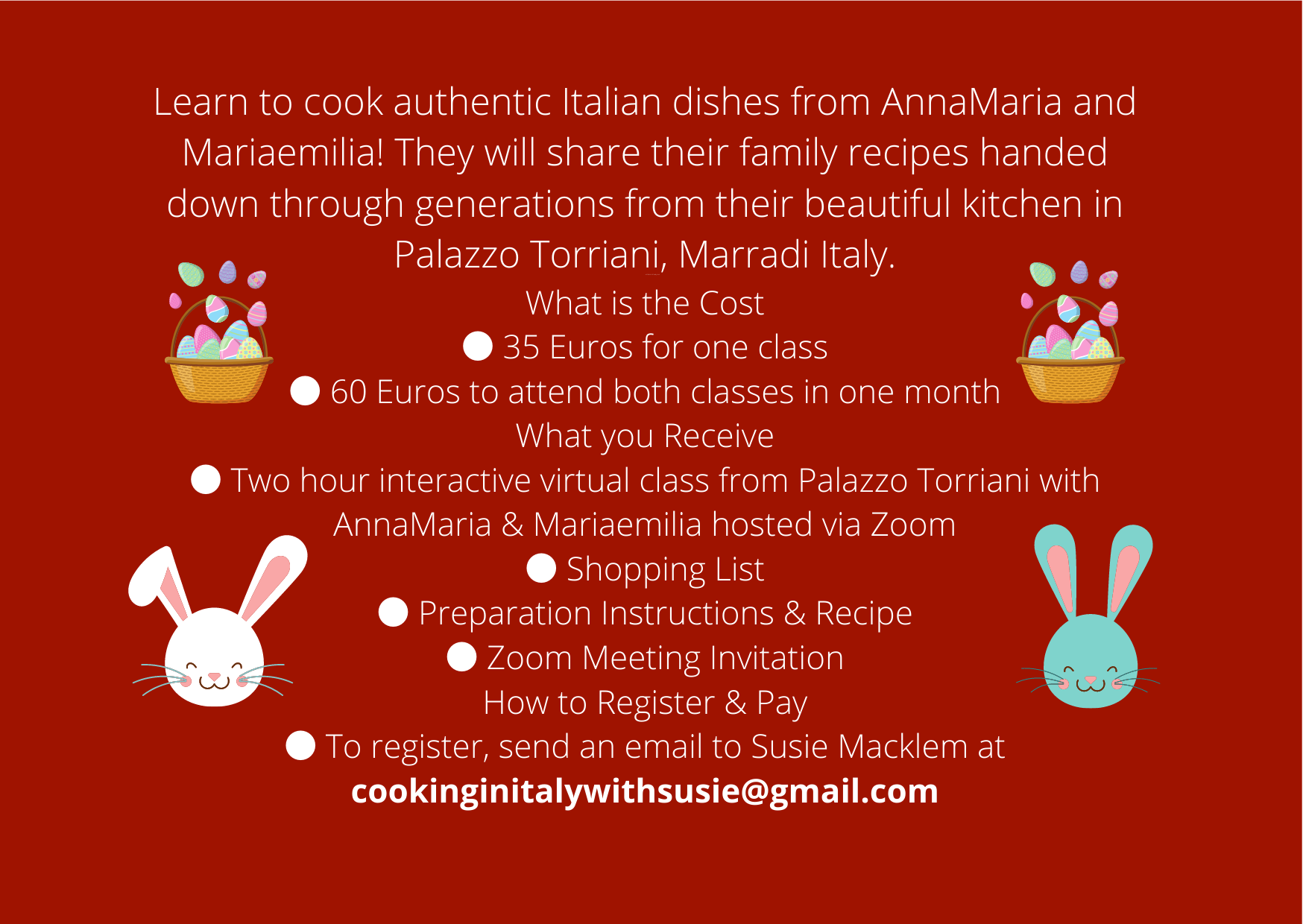 Easter Cooking Classes - Tuscany Easy Travel - Italy Tour Planner Susie ...